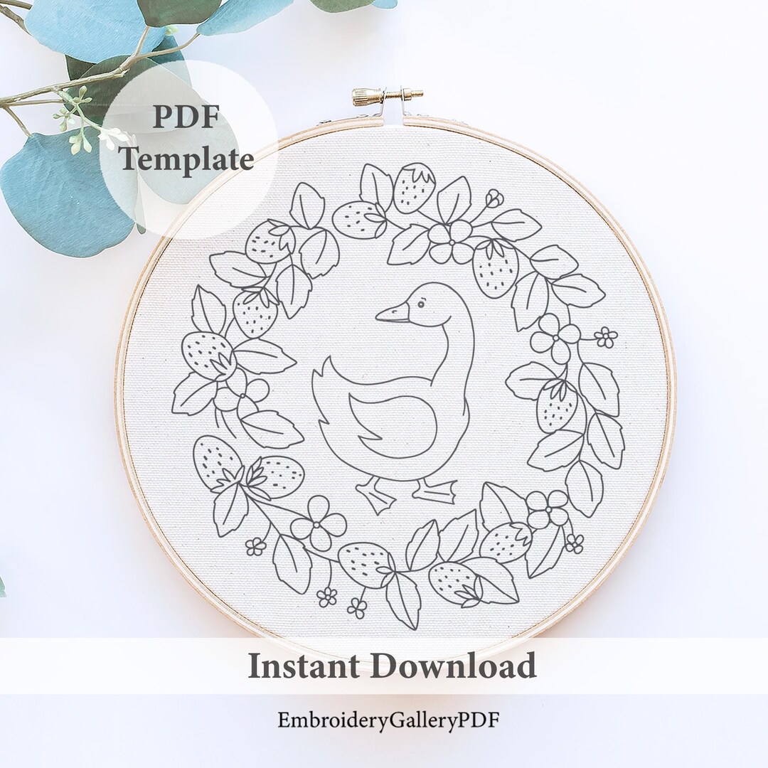 Cute Goose Embroidery Pattern, Instant Download, Cottagecore Goose ...