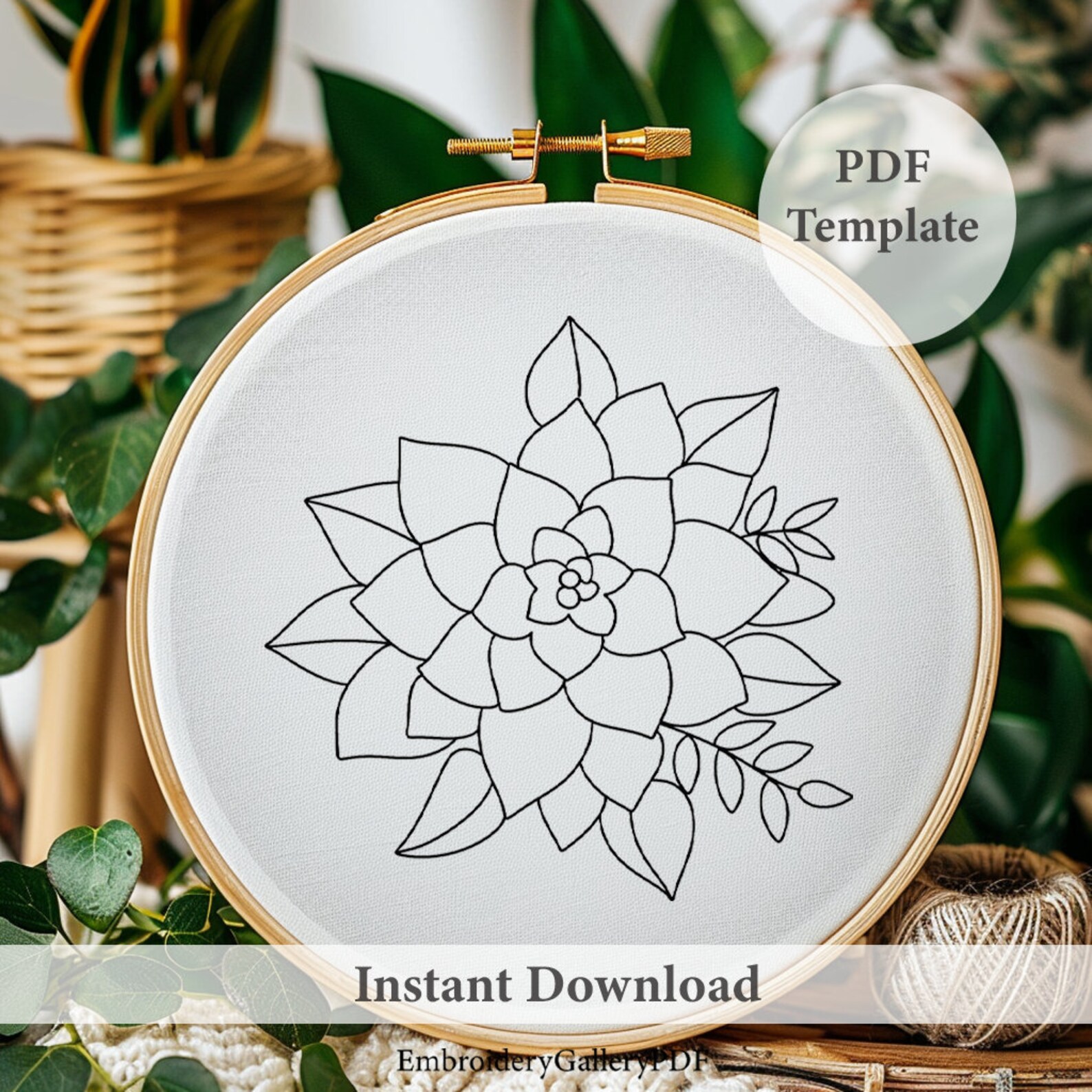 Succulent Embroidery Pattern: Modern Botanical Design (PDF Instant ...