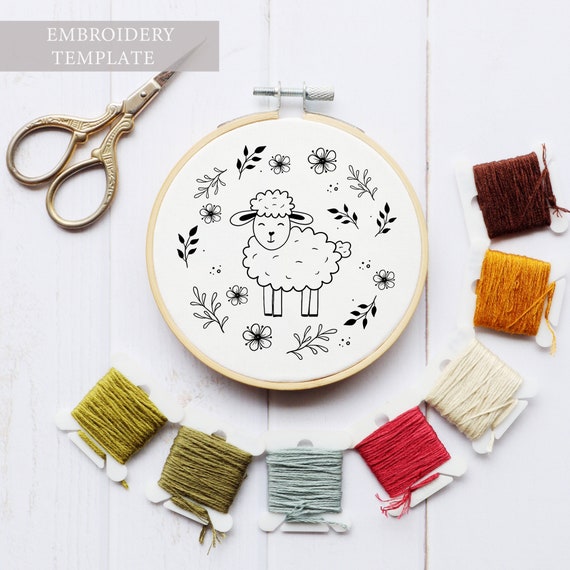 Sheep Hand Embroidery Pattern Digital Download Embroidery - Etsy