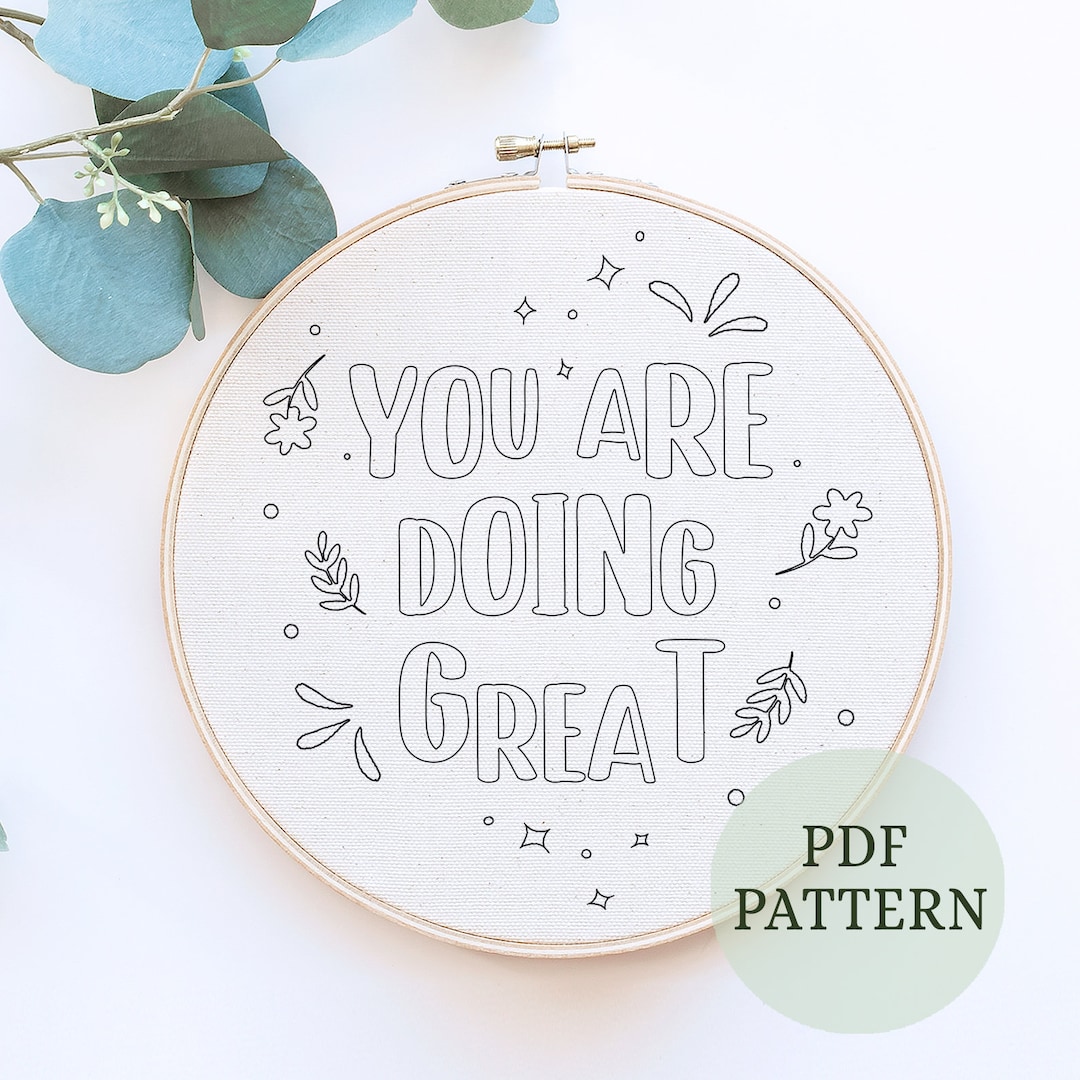 Hand Embroidery PDF Pattern, Lettering Quote, Beginner Embroidery, PDF ...