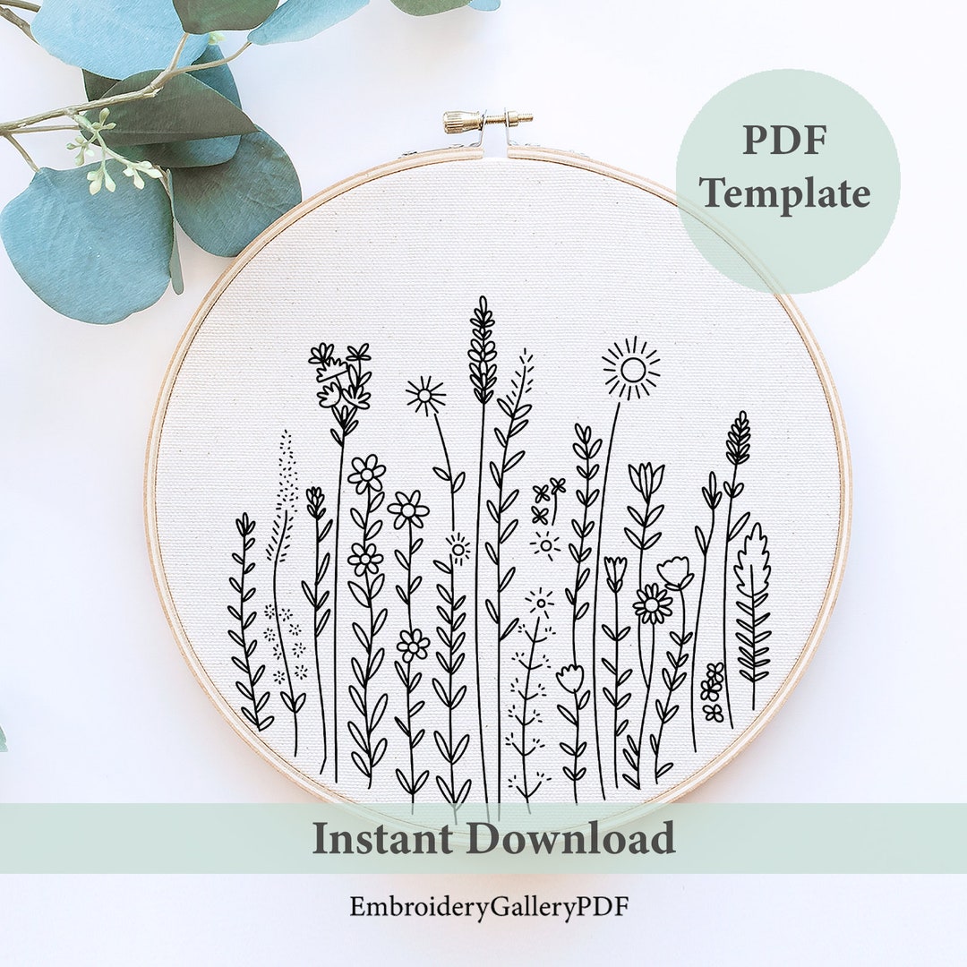 Wildflowers Hand Embroidery Pattern, Wildflowers Embroidery Art ...