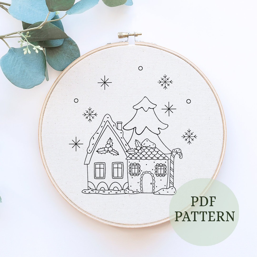 Christmas Embroidery, Winter Cabin, Christmas Village, Embroidery ...