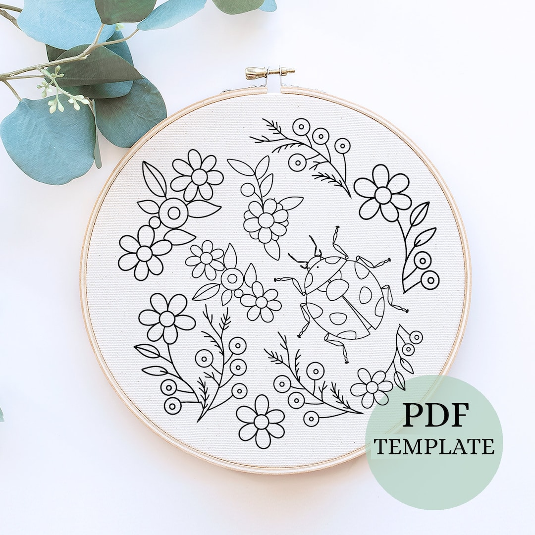 Anatomical Ladybug Hand Embroidery Pattern, Modern Embroidery PDF ...