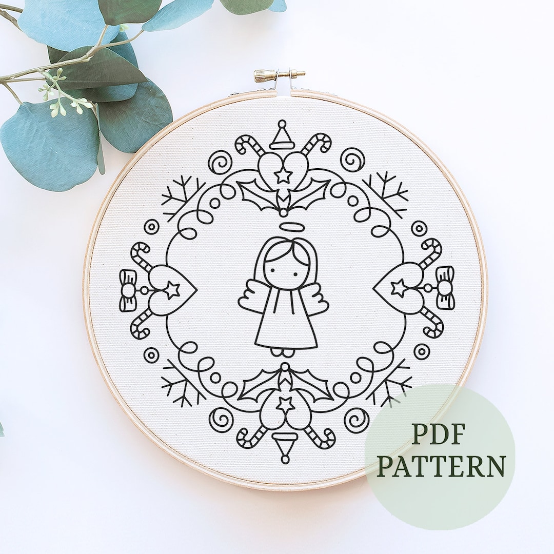 Christmas Angel Embroidery Pattern: Modern Holiday Decor (PDF Pattern ...