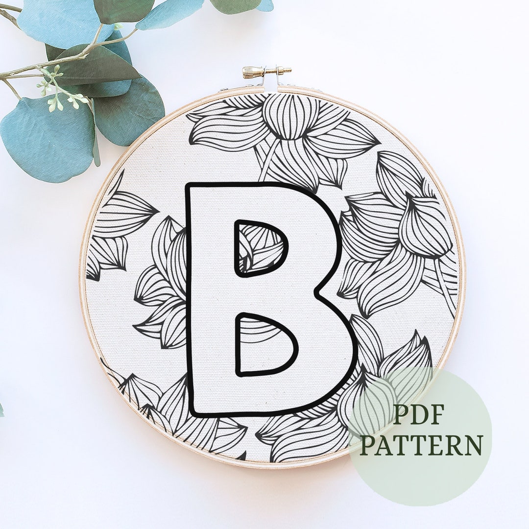 Set Alphabet Letters, Embroidery Pattern PDF, Floral Letter Embroidery ...