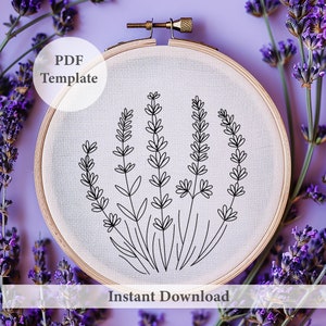 Lavender Embroidery Pattern, Bouquet Embroidery, Wildflower Embroidery ...