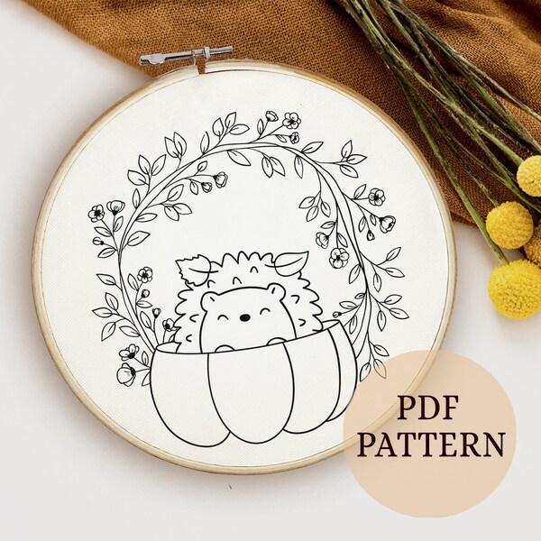 Hedgehog Embroidery Design - Etsy