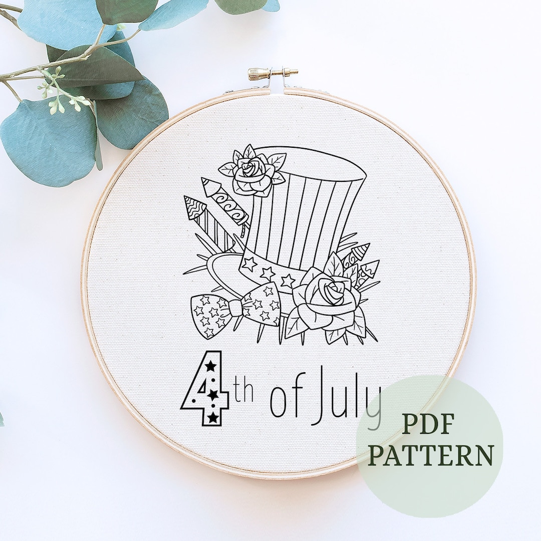 Patriotic Hand Embroidery Pattern: 4th of July Design (PDF Pattern) - Etsy