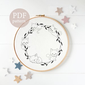 Cats Hand Embroidery Pattern PDF, Printable Template for Hand ...