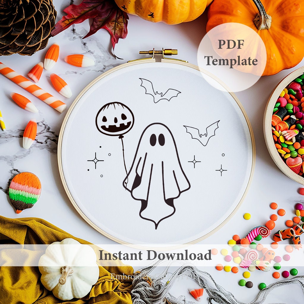 Ghost Hand Embroidery Pattern, Cute Halloween Designs (PDF Pattern) - Etsy