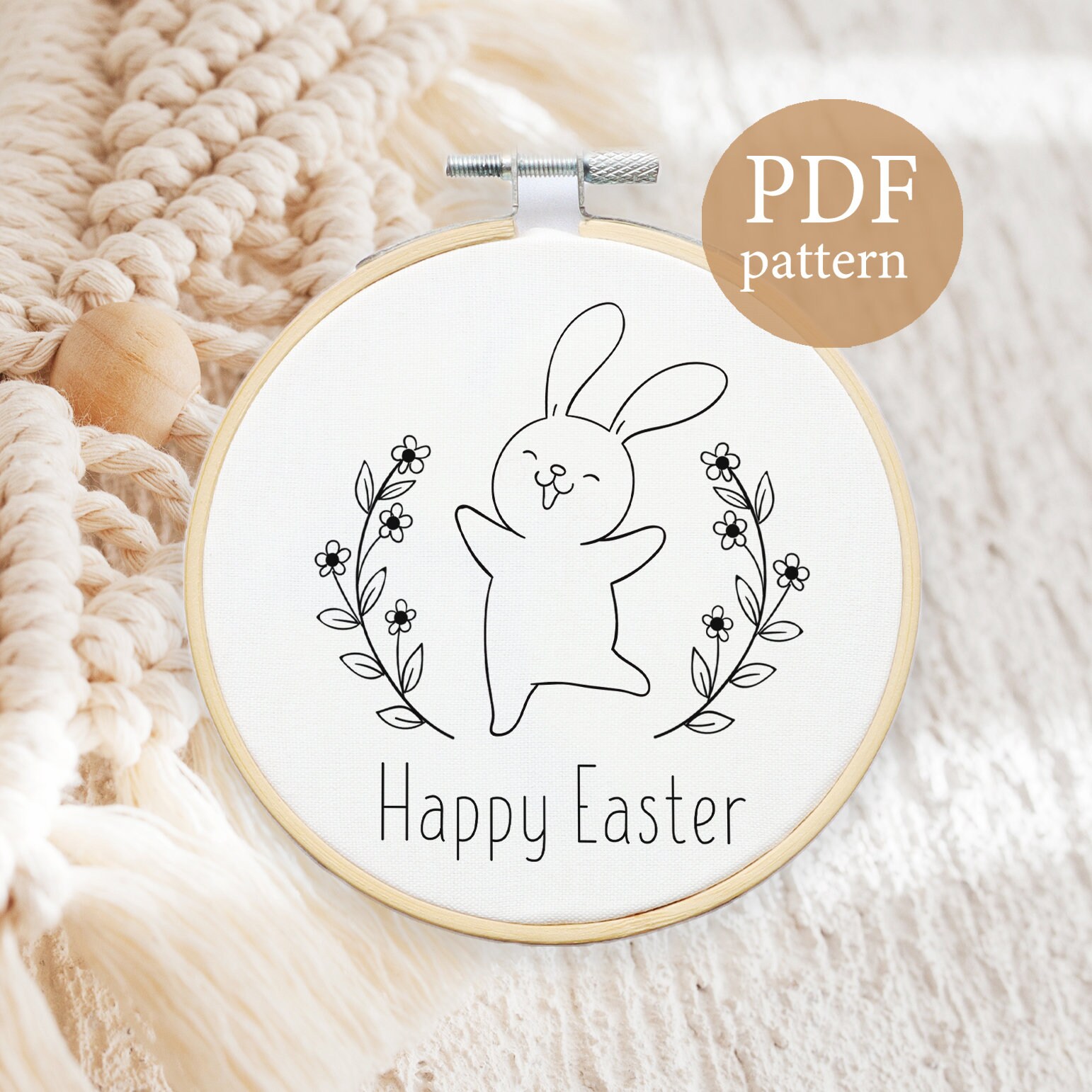 Spring Bunnies Hand Embroidery Pattern Bunny Rabbit Easter - Etsy