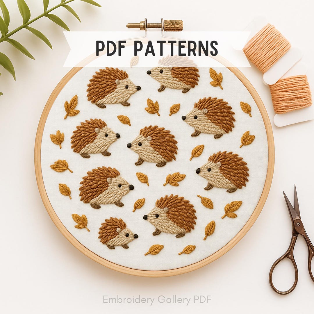 Hedgehogs Hand Embroidery Pattern: Woodland Animals, Instant Download ...