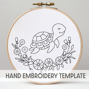 Sea Turtle, Hand Embroidery Template, PDF Digital File, DIY Hoop Art ...