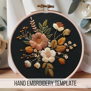 Floral Bouquet Hand Embroidery Template, DIY Embroidery, Pdf Pattern ...