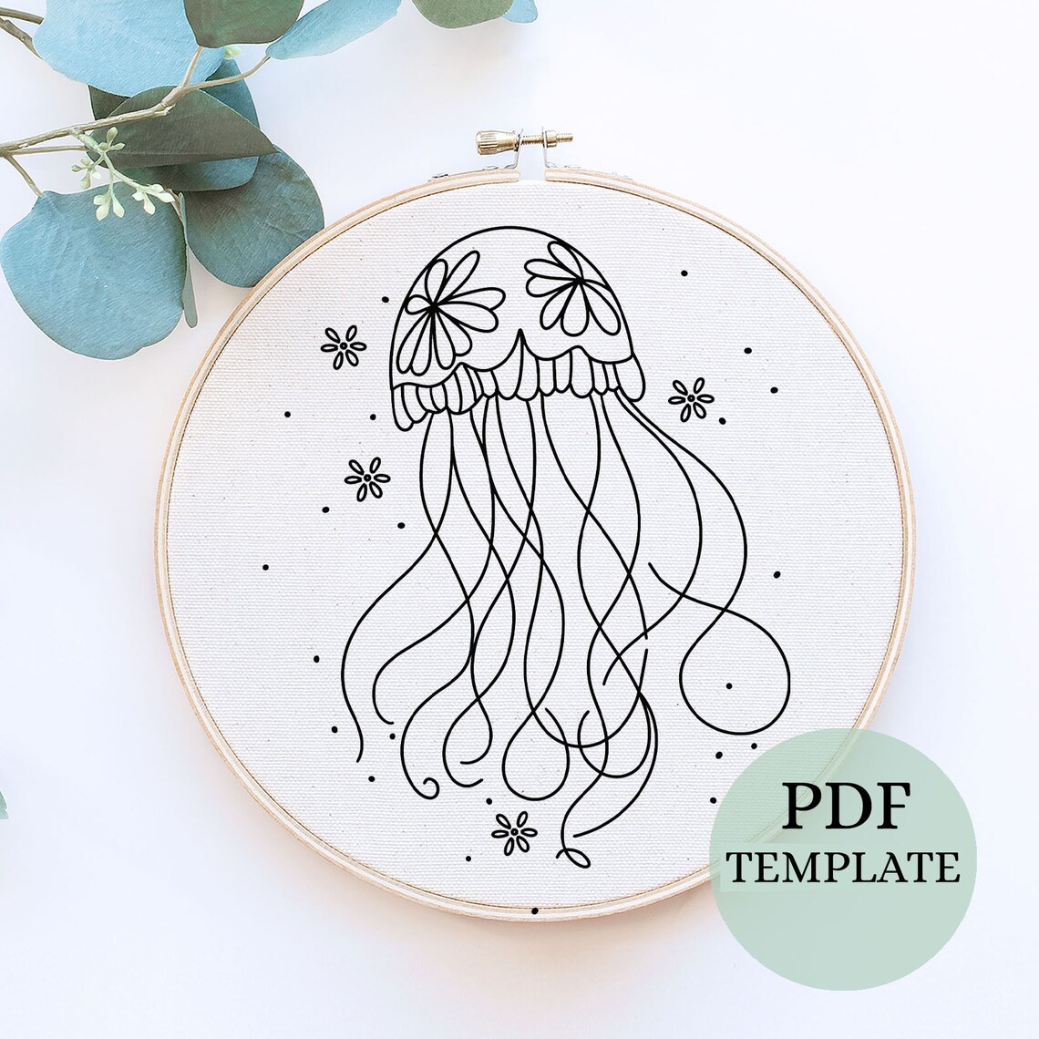 Floral Jellyfish Embroidery Pattern: Ocean Needlepoint Design (PDF ...