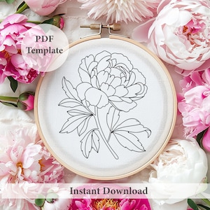 Peony Embroidery Pattern, Simple Embroidery, Creative Embroidery ...