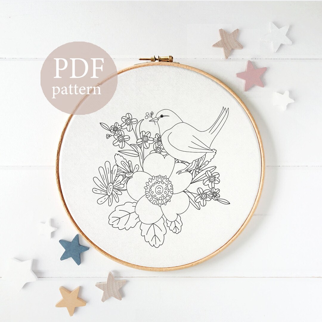 Bird Embroidery Pattern Hand Embroidery Pattern in PDF - Etsy
