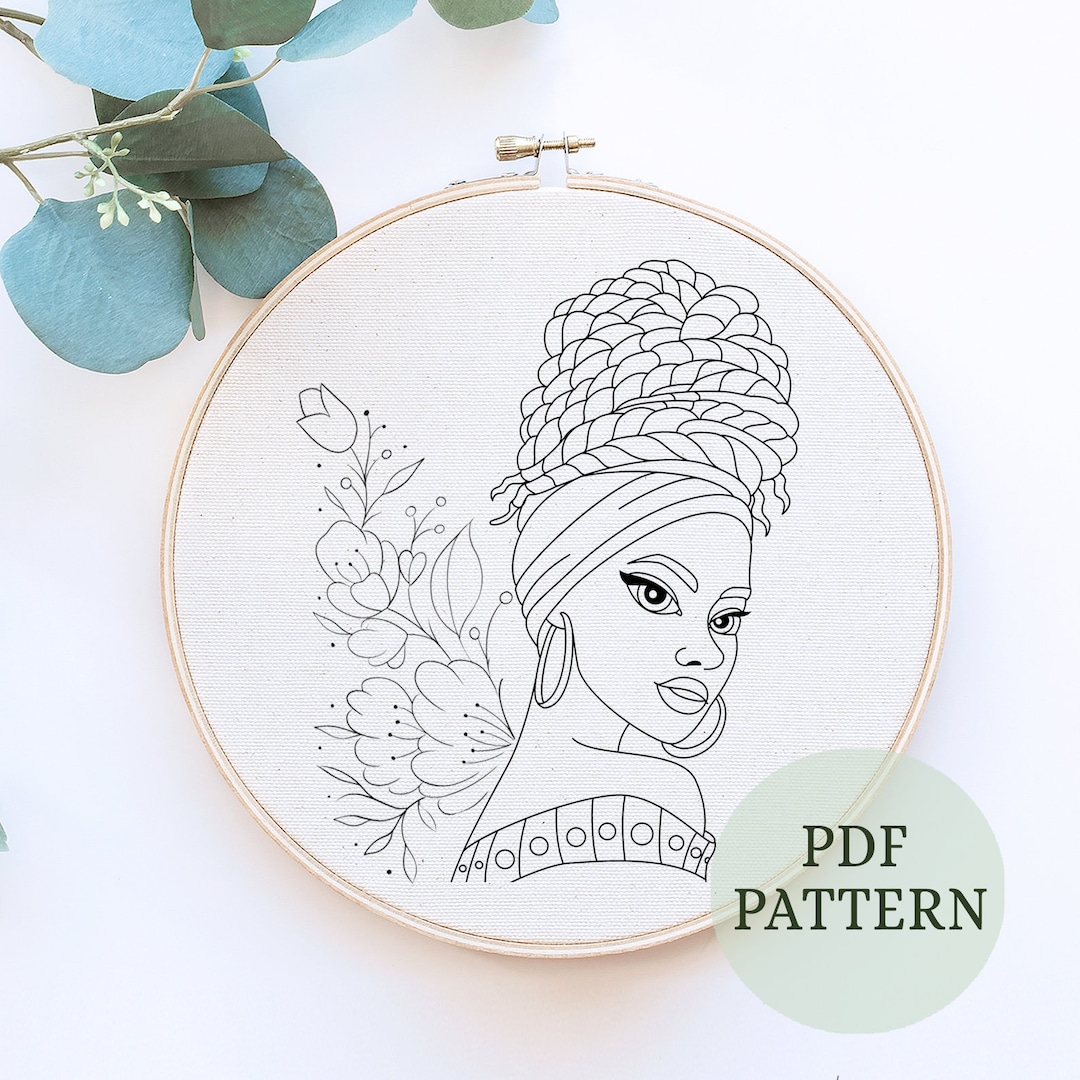 African Woman Embroidery Pattern, Black Woman Are Dope Pdf Pattern ...
