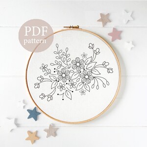 Pretty Flowers Embroidery Pattern, Floral Embroidery Design, Nature ...