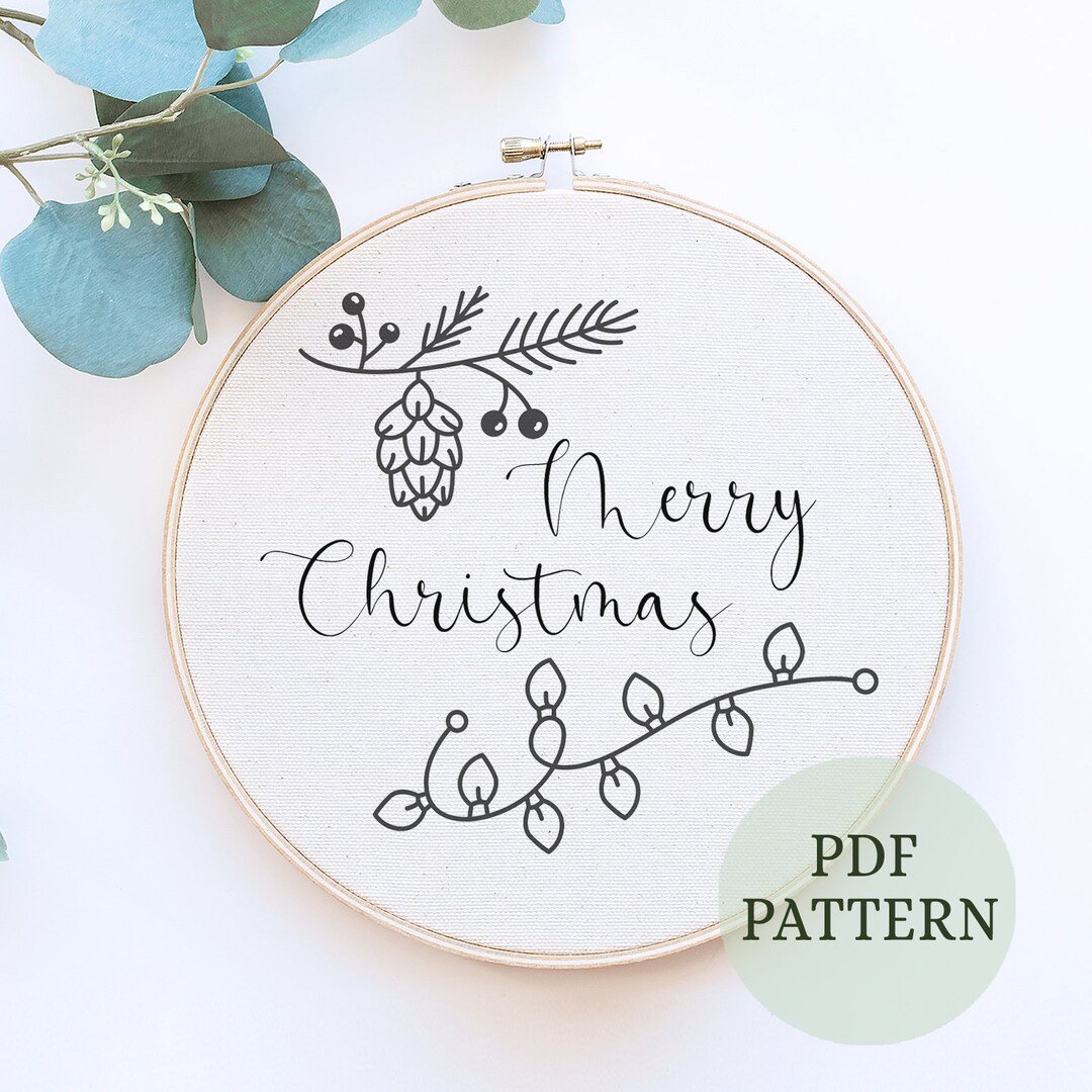 Christmas Themed, Festive Motif Set of Modern Hand Embroidery Designs ...