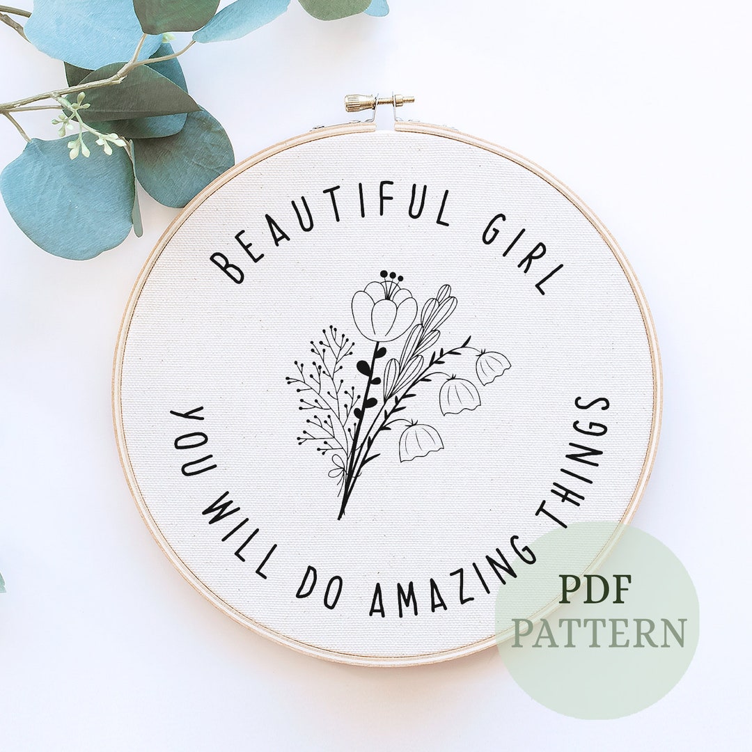 Quote Embroidery Pattern, PDF Digital Download, Affirmation Embroidery ...