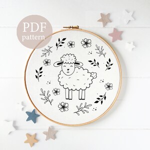 Sheep Hand Embroidery Pattern, Digital Download Embroidery, Animals ...