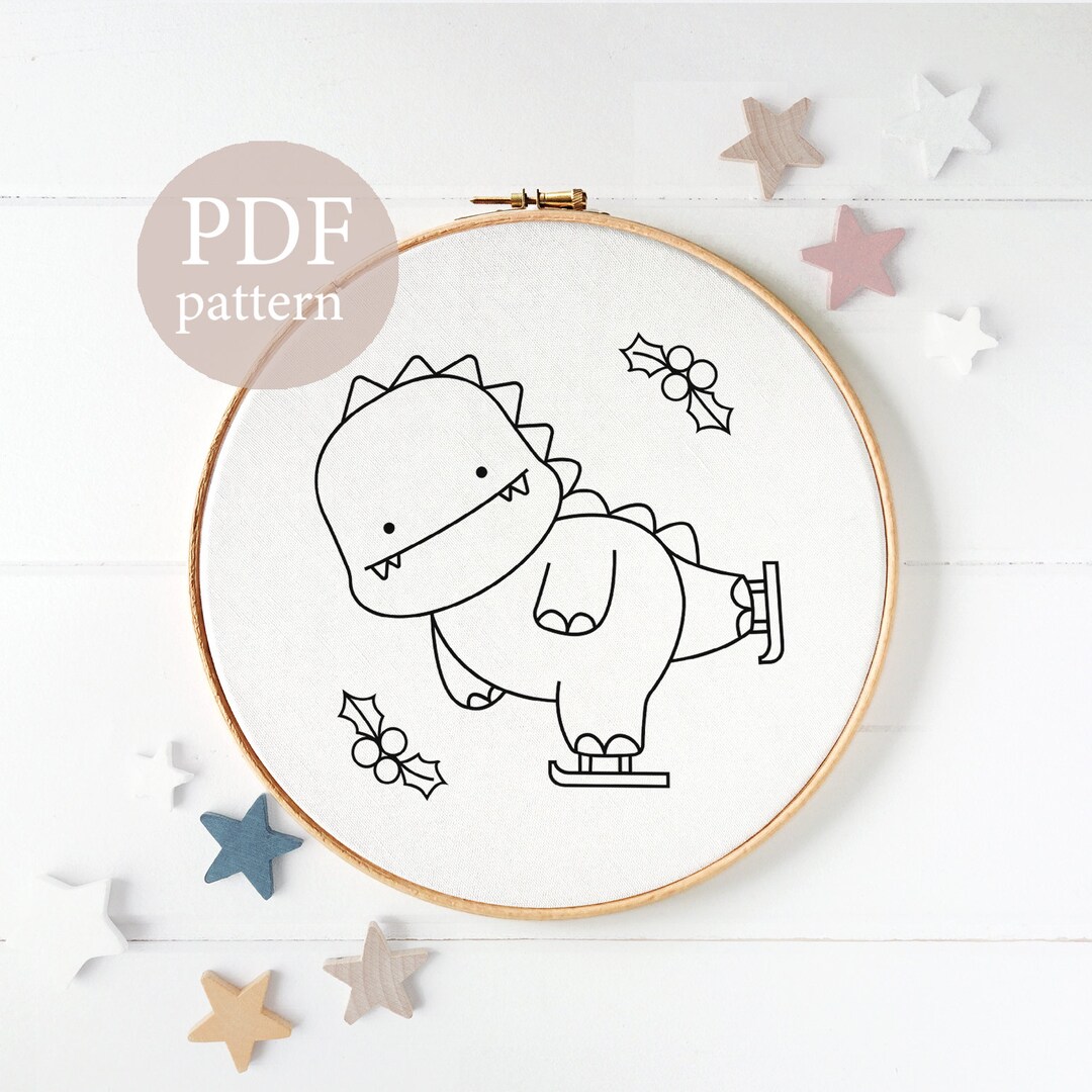 Dinosaur Hand Embroidery Patterns Dino Pattern Hand - Etsy