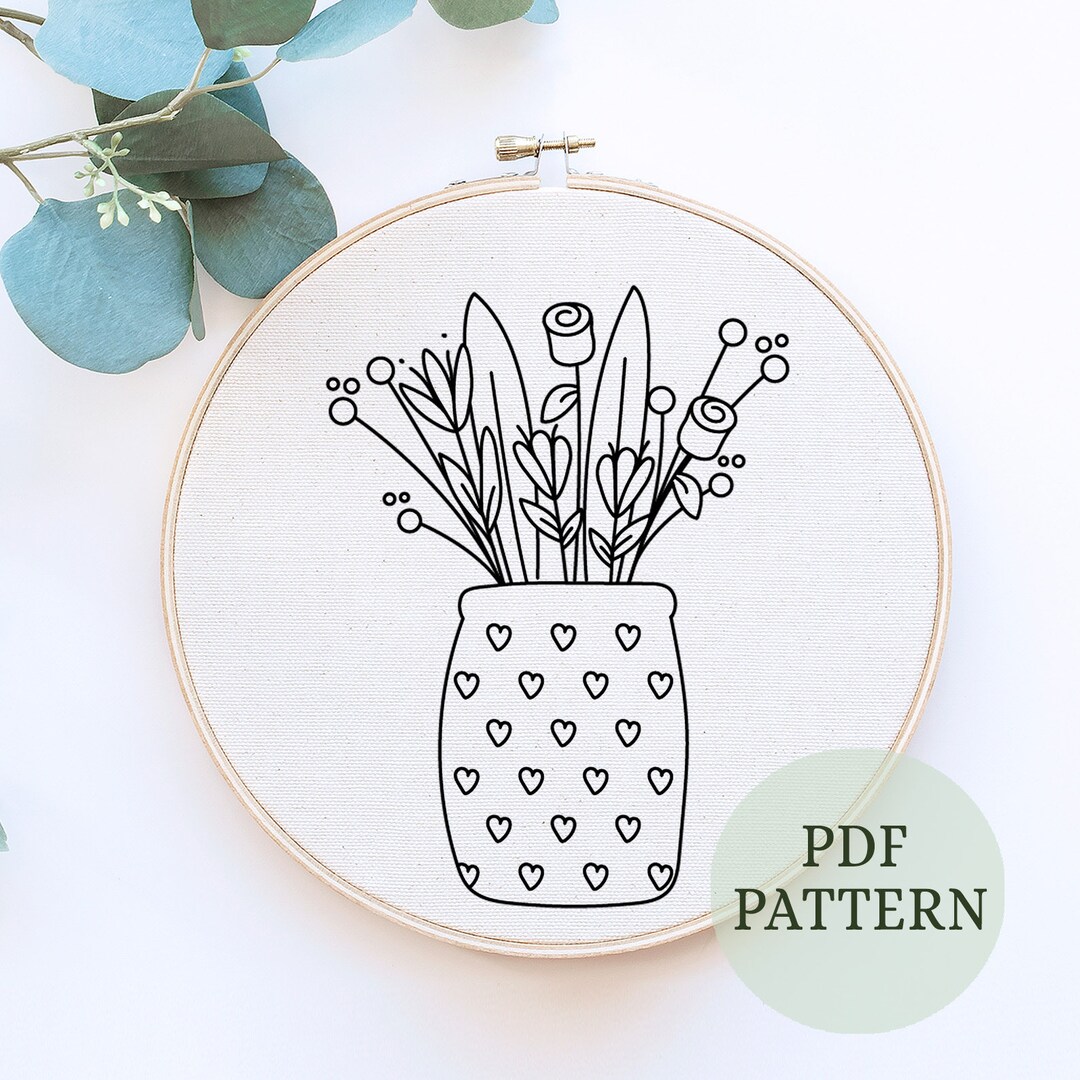 Digital PDF Pattern, Modern Font Embroidery With LOVE Design, Hand ...