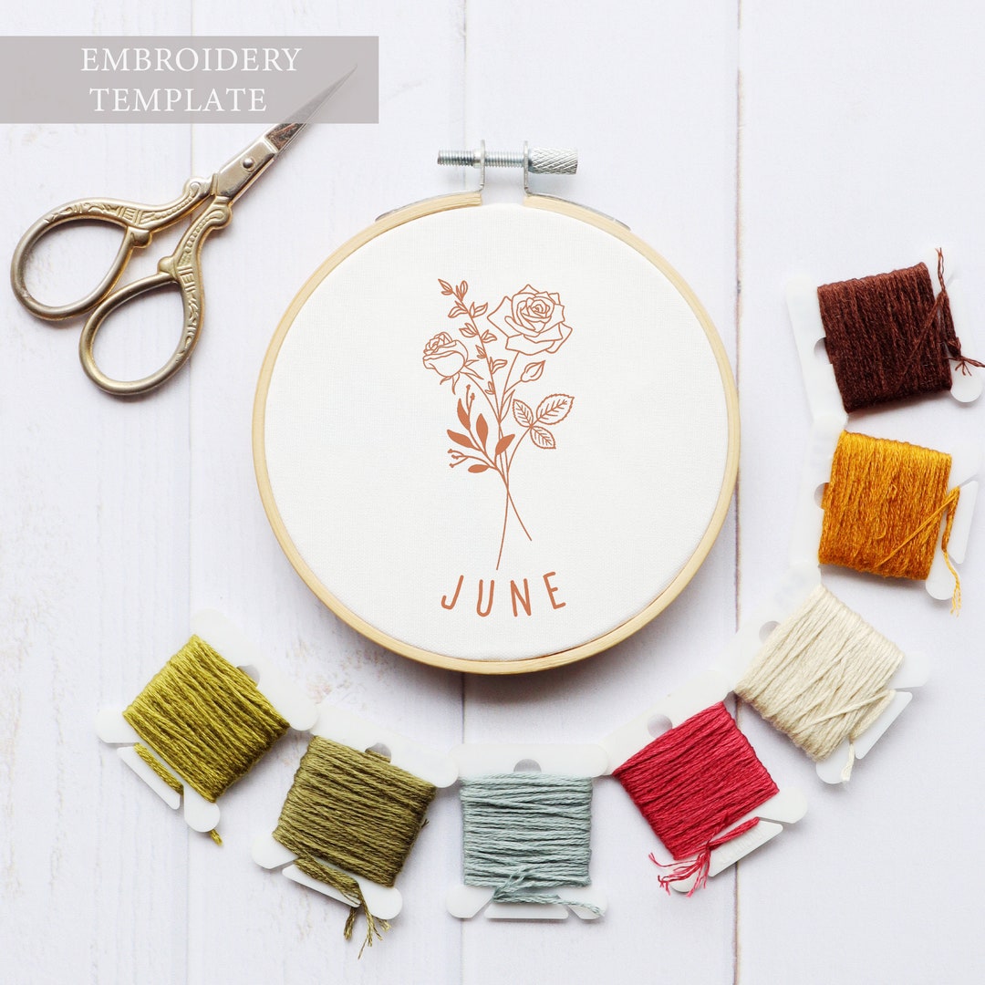Birth Flower Embroidery Birth Flower Embroidery Birth Month - Etsy