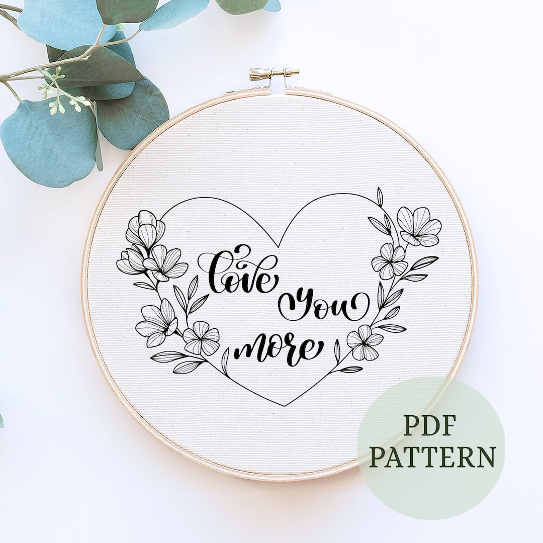 Floral Heart Embroidery Pattern, DIY Valentines Gift, Heart Love Hand ...