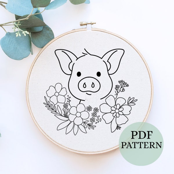 Pig Embroidery - Etsy