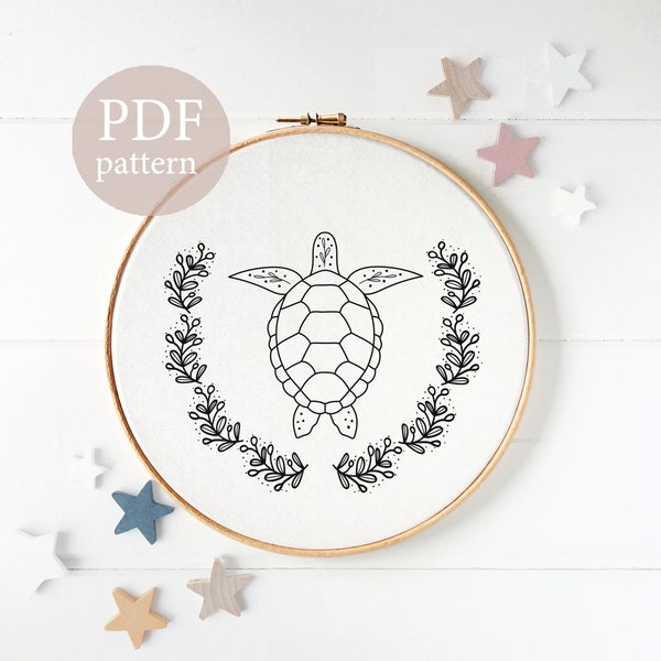 Turtle Embroidery - Etsy