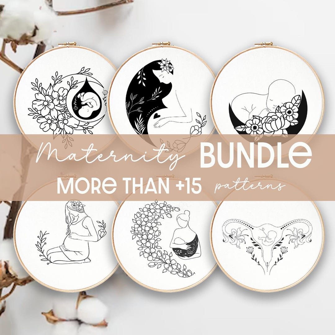 Maternity Embroidery Pattern Bundle: Beginner Pregnant Designs, Craft ...