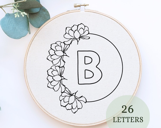 PDF Pattern - Letter L Floral Monogram, Embroidery Pattern, Alphabet ...