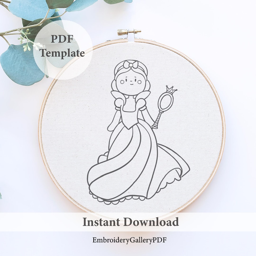Princess Embroidery, Digital Pattern, Instant Download, Printable ...