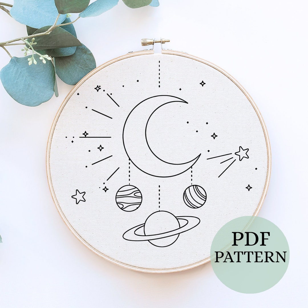 Solar System Embroidery Art, Universe Embroidery, Planets Embroidery ...