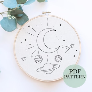 Solar System Embroidery Art, Universe Embroidery, Planets Embroidery ...