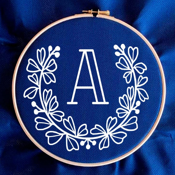 Floral Initial Hand Embroidery Pattern 26 monograms Digital | Etsy