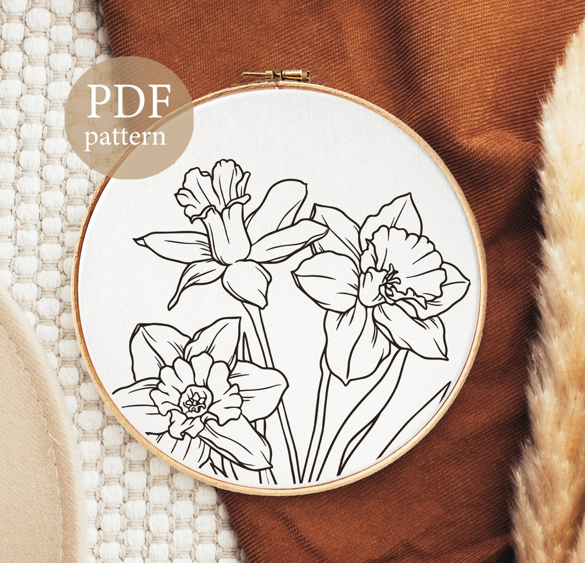 Spring Flowers Daffodil Embroidery Pattern Daffodil With - Etsy