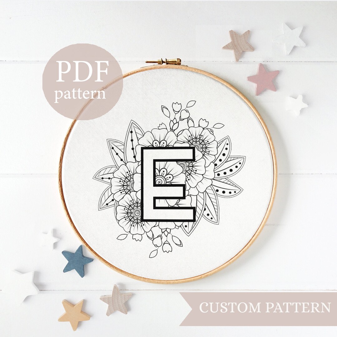 LETTER Embroidery PDF Pattern, Letter Embroidery, Initial Embroidery ...