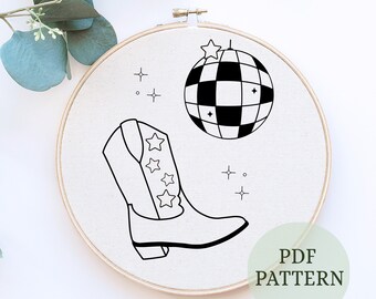 PDF Hand Embroidery Pattern, Disco Ball, 70's, Retro, Beginner ...