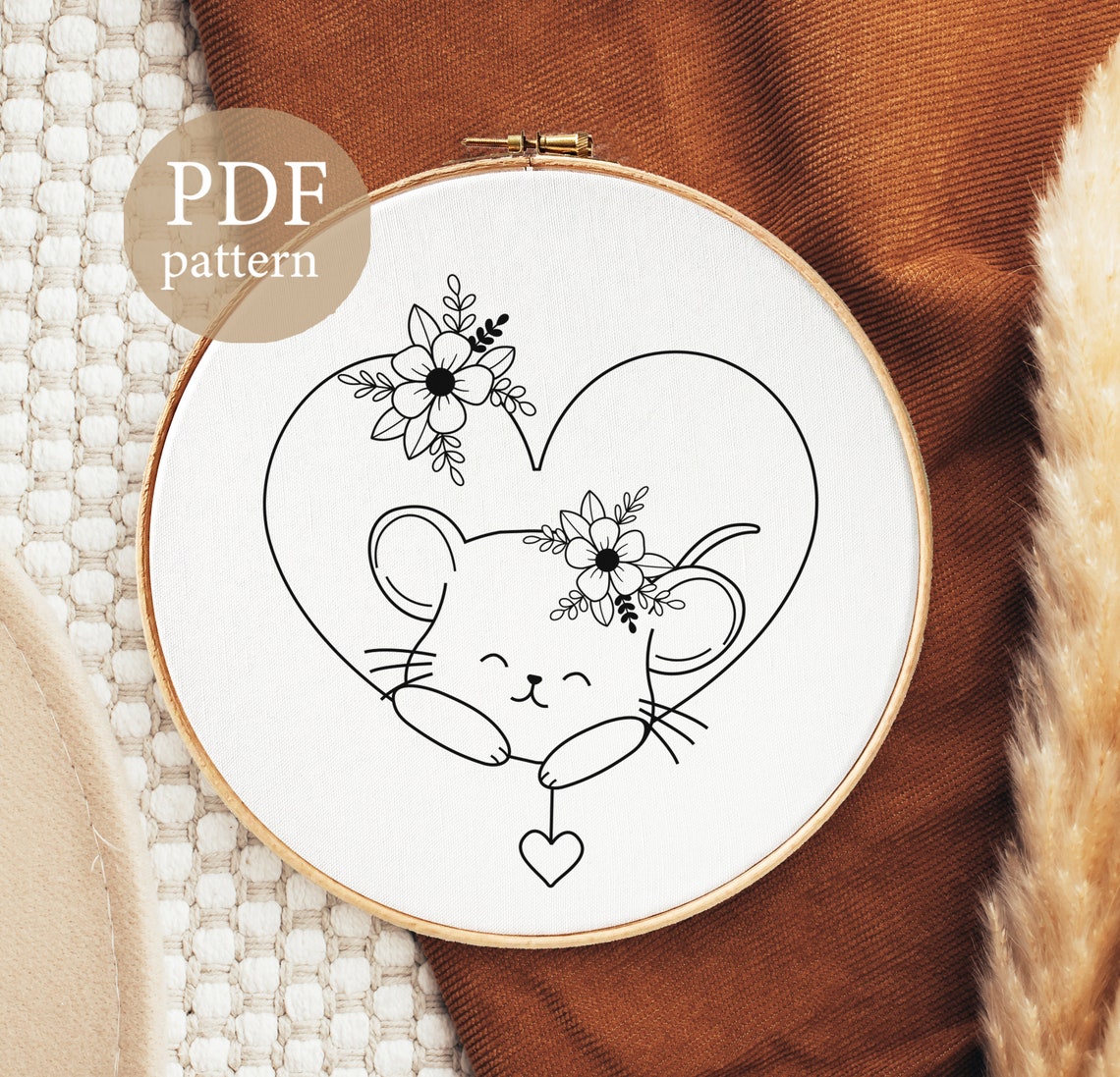 Sweet Mouse Embroidery Pattern Beginner Embroidery Pattern - Etsy