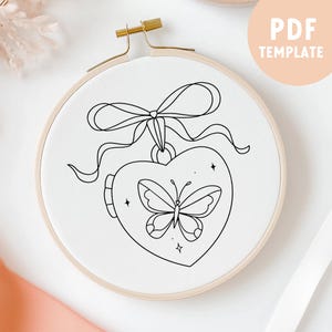 Butterfly Locket Embroidery Design: Romantic Insect Pattern (digital ...