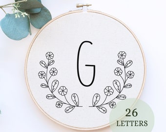Floral Letter r Hand Embroidery Pattern / Digital PDF Download ...