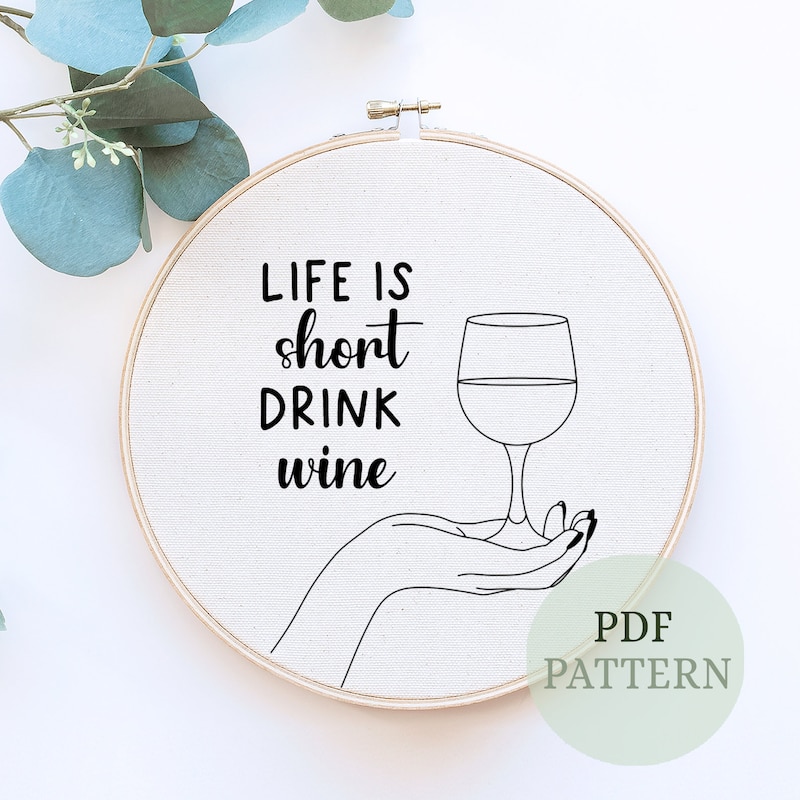 Wine Embroidery - Etsy
