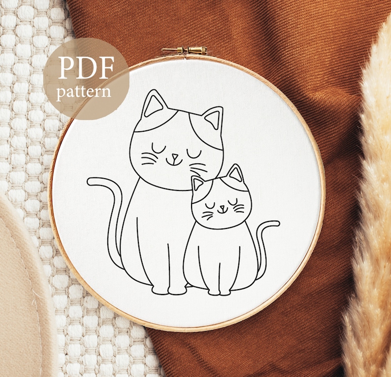 Cats Embroidery Pattern Hand Embroidery Pattern in PDF DIY - Etsy