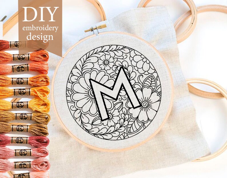 Floral Modern Hand Embroidery Alphabet Letters Bouquet of - Etsy