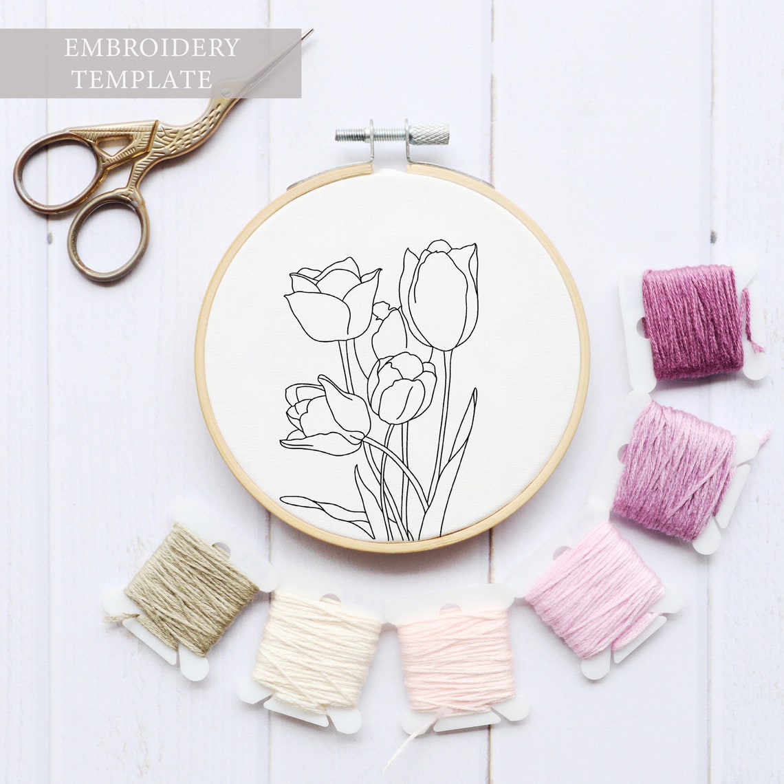 Hand Embroidery PDF Pattern Tulip Bouquet Digital Download. | Etsy