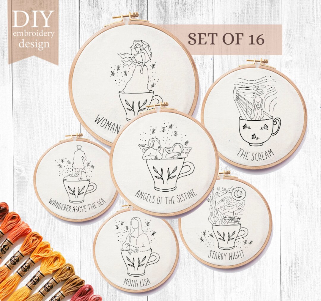 Set of 16 Masterpieces Embroidery Pattern, Instant Download,decor ...