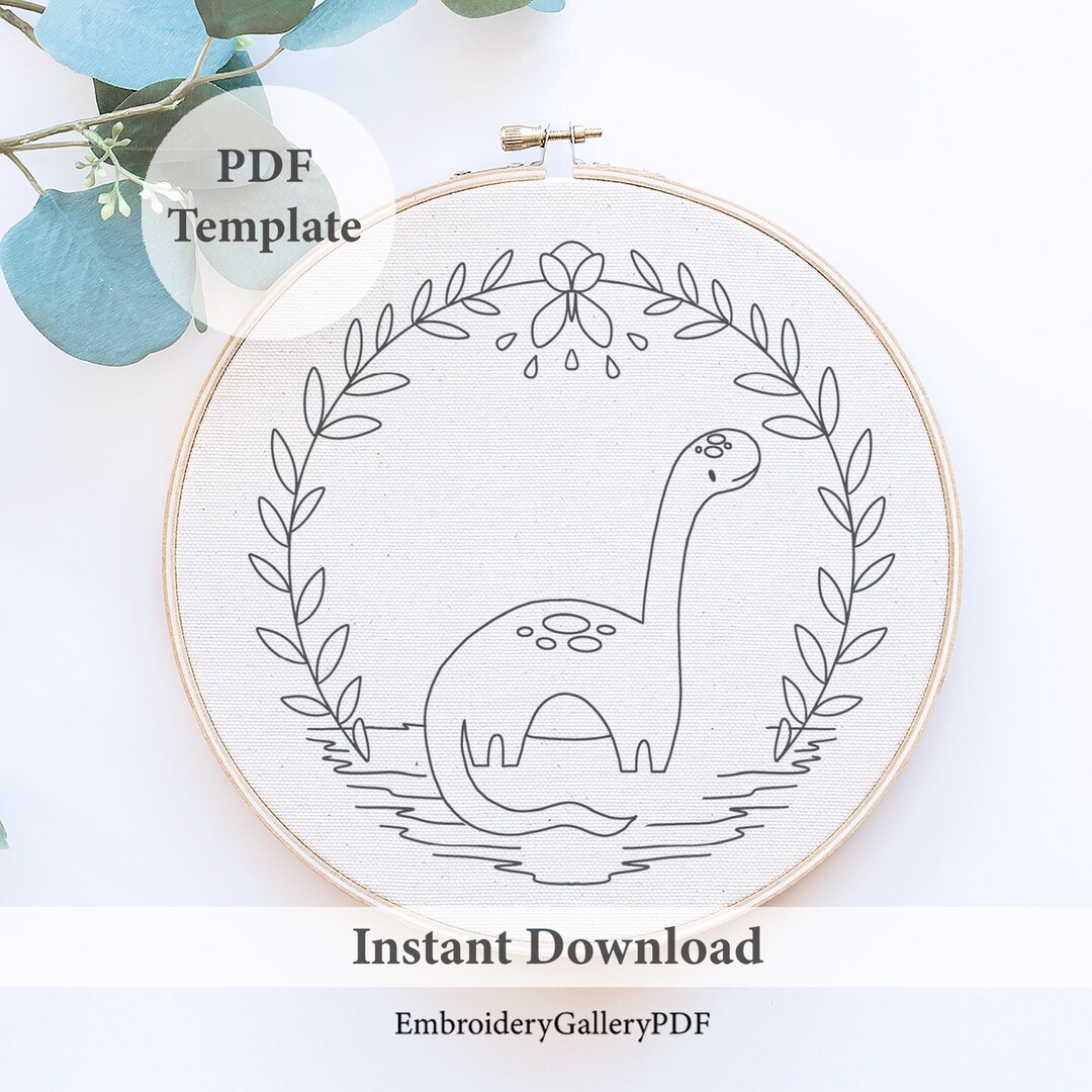 Set of Dinosaurs Hand Embroidery Patterns, Dinosaur Needlepoint, Kids ...